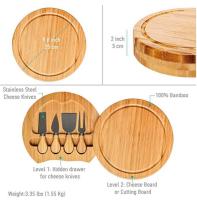 China Bamboo Cheese Board Set with Utensils 22.5cm Charcuterie Platter for Kitchen for sale