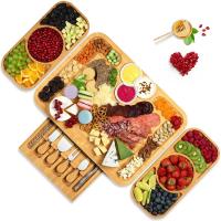China Round Bamboo Cheese Board and Charcuterie Board Set with Knife 22.5x22.5cm for sale