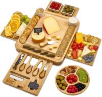 China Round Bamboo Cheese Board and Charcuterie Board Set with Knife 22.5x22.5cm for sale