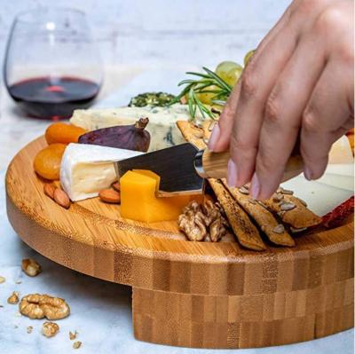 China 22.5x22.5x3.5cm Wooden Bamboo Cheese Board Set with Knife for OEM ODM Custom Logo for sale