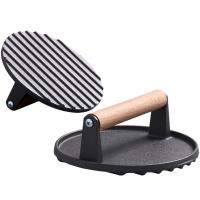 China Heavy Duty Cast Iron Smash Burger Press 19cm Square Griddle for Steak and Bacon for sale