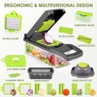 China 15 in 1 Multifunctional Vegetable Chopper Home Kitchen Manual Chopper with Custom Logo for sale