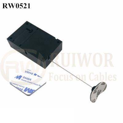 China RW0521 Cuboid Anti Theft Pull Box With Retractable Cable And 33x19MM Oval Sticky Flexible Rubber Tips Cable End for sale