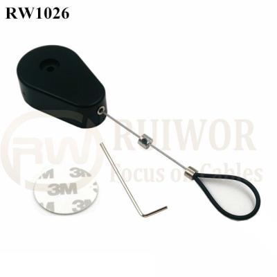 China RW1026 Drop-Shaped Retractable Security Tether Plus Adjustable Stainless Steel Wire Loop Coated Silicone Hose for sale