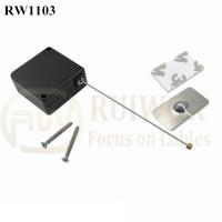 China RuiWor RW1103 Mini Square Anti Theft Retractable Cable With 25*20MM Rectangular Adhesive Metal Plate For Open Sale Security for sale
