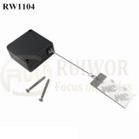 China RuiWor RW1104 Square Retractable Anti-Theft Recoiler Pull Box Plus 45X19mm Rectangular Sticky Metal Plate for sale