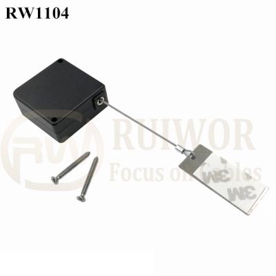 China RuiWor RW1104 Square Retractable Anti-Theft Recoiler Pull Box Plus 45X19mm Rectangular Sticky Metal Plate for sale