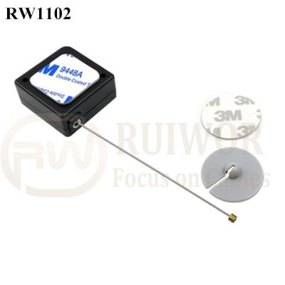 China RuiWor RW1102 Light Force Anti Theft Retractable Tether With 30MM Circle Adhesive ABS Plate For Open Sale Security for sale