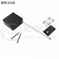 China RuiWor RW1110 Mini Square Anti Theft Retractable Tether With 25X15MM Rectangular Adhesive ABS Plate For Open Sale Security for sale
