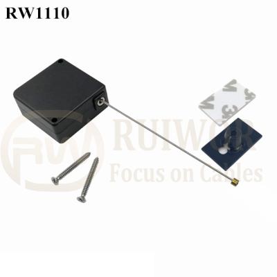China RuiWor RW1110 Mini Square Anti Theft Retractable Tether With 25X15MM Rectangular Adhesive ABS Plate For Open Sale Security for sale