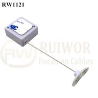 China RuiWor RW1121 Square Retractable Security Cable Mechanism Plus 33X19mm Sticky Flexible Rubber Tips For Stores Secure Display for sale