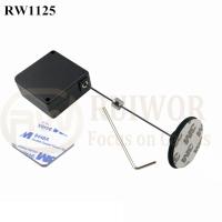 China RuiWor RW1125 Square Spring Return Steel Cable Reel Retractable Plus Dia 38mm Circular Adhesive Plastic Plate for sale