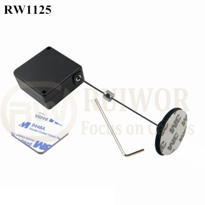 China RuiWor RW1125 Square Spring Return Steel Cable Reel Retractable Plus Dia 38mm Circular Adhesive Plastic Plate for sale