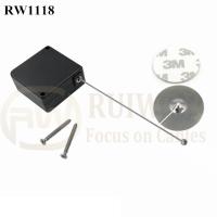 China RuiWor RW1118 Square Anti Theft Cable Retractor Plus Dia 38mm Circular Sticky Metal Plate Used In Security Solutions for sale