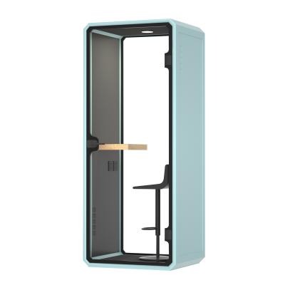 China Wooden Grain Soundproof Office Pod Cabin For Home Blue Model S for sale