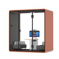 China Orange Colour Sound Proof Meeting Pods Model L Modular Office Booth for sale