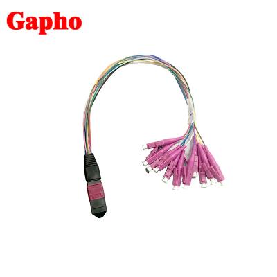 China MPO MTP 12 Core Ribbon Fiber Optic Patch Cable OS2 OM3 OM4 LSZH 4.5mm for sale