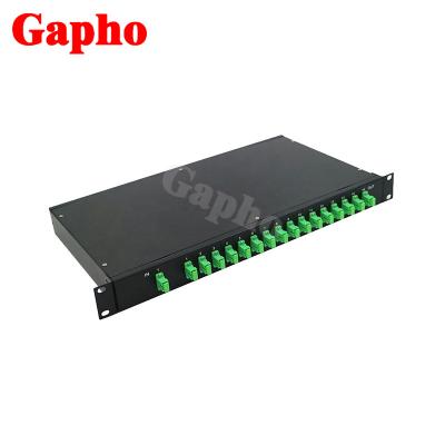 China Rack Type Optical Fiber PLC Splitter 1x8 1x32 1x64 1260-1650nm FTTH PON CATV for sale