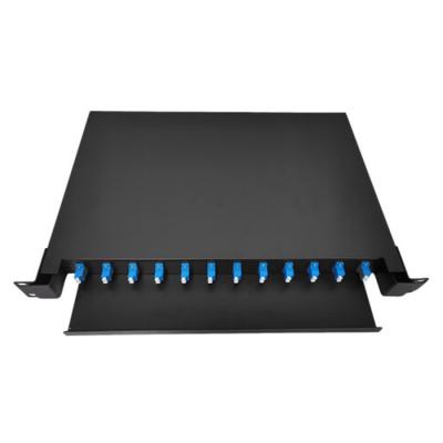 China LC 24 Core 1U Fiber Patch Panel for Communication Network for sale