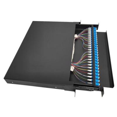 China 48 Core LC Patch Panel 1U Indoor Fiber Optic Distribution Frame for Telephone Network for sale