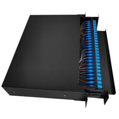 China 48 Port Fiber Patch Panel Fiber Adapter Panel 2U SC Black Color for sale
