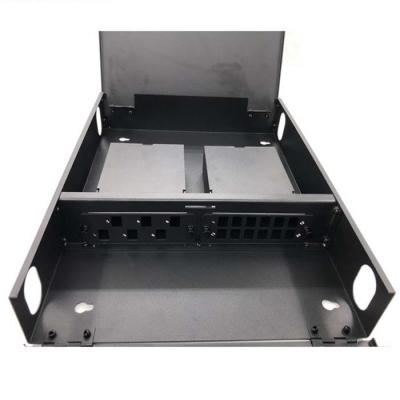 China Wall Mounted Indoor Fiber Patch Panel Box with 2 MPO MTP Modules 19 Inch for sale