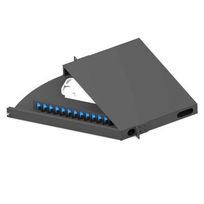 China 12 Cores SC Rotary Fiber Patch Panel Cold Roll Steel 1U Splice Tray for sale