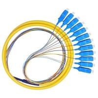 China SC / UPC 12 Core Fanout Fiber Optic Pigtail Single Mono Mode 1.5m for sale