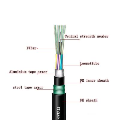 China GYTA53 Armored Fiber Optic Cable 12 48 Core Outdoor Direct Buried Duct Aerial Rodent Resistant for sale