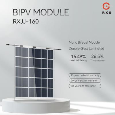 China Class A Glass BIPV Solar Panels 160W 200W 250W Transparent Customizable for sale