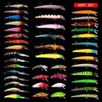 China 43pcs Fishing Lure Kit Bass Fishing Lure Minnow Hard Pencil Lure Floating Carp Fishing for sale