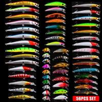 China 56pcs Hard Bass Bait Floating Carp Lure Kits Peche Leurre Fish Bait Set for sale