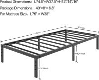 China Twin Size Metal Bed Frame 12 Inch Noise Free Black Platform Bed Base for sale