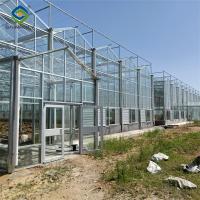 China Multi-Span Venlo Glass Greenhouse 9.6-12m Width with 0.6KN Wind Load for Vegetable and Flower Cultivation for sale