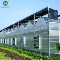 China Venlo Multi-Span Polycarbonate Greenhouse 9.6-12m Width with 0.6KN Wind Load Capacity for sale