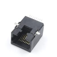 China 90 Degree SMT RJ45 Connector 10/100 - 18.10mm Length, 125V Voltage Rating, Single Port Tab Down for sale