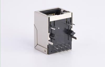 China 10/100 Base RJ45 Connector Single Port 1x1 with Internal Magnetics 21.35mm Length Gold Plated Contacts for sale