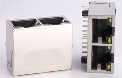 China TM312QB3ABA213007 Single Port 1X2 Tab-Up PoE+ RJ45 Connector with Transformer 25.3mm Length for sale