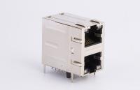 China RJ45 Ethernet Connector 2X1 Stacked with EMI Shield and LED Indicators, 28.5mm Length, 100/1000Base-T Compatible for sale
