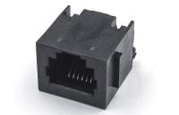 China 180 Degree RJ11 6P6C Connector 15.6mm Length PBT Black Without Transformer 125V 1.5A Rating for sale