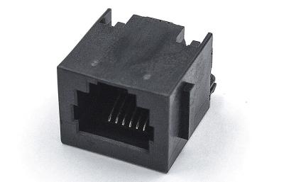 China 180 Degree RJ11 6P6C Connector 15.6mm Length PBT Black Without Transformer 125V 1.5A Rating for sale