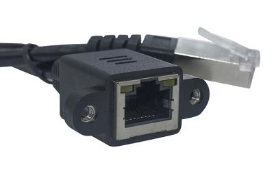 China Shielded RJ45 Ethernet Patch Cable 300mm Male to Female with 8P8C Configuration and 750+ Cycle Durability for sale