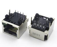 China Shielded Vertical 8P8C RJ45 Connector Single Port with LED - 125V 1.5A Rating TM5JM811EX111 for sale