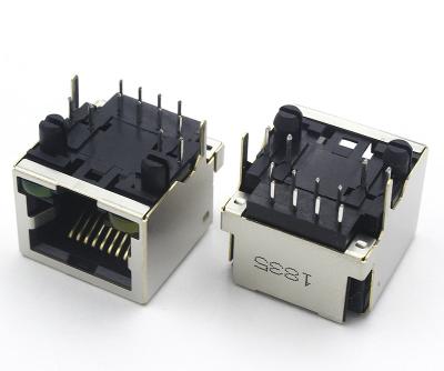 China Shielded Vertical 8P8C RJ45 Connector Single Port with LED - 125V 1.5A Rating TM5JM811EX111 for sale