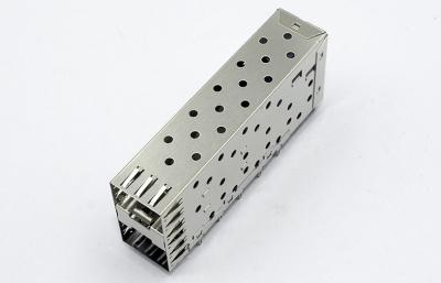 China 2x1 SFP Cage Connector with Light Pipe 63.25mm Length 250 Mating Cycles Press Fit Mounting for sale