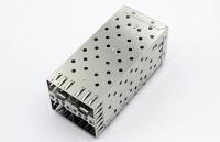 China 2x2 SFP Cage Connector 63.25mm x 28.5mm with Press Fit Mounting for Fibre Channel and Gigabit Ethernet TMSFPX22EXXX3 for sale