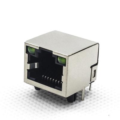 China 8P8C RJ45 PCB Connector with Shielding and LEDs - 15.6mm x 16.30mm x 13.10mm Dimensions, 6μ Gold Plating for sale