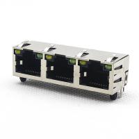 China 1x3 Port RJ45 PCB Connector 8P8C with LEDs Y G Shielded 125V 1.5A TM5JA813T2111 for sale