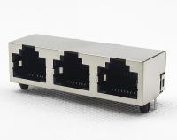 China 1x3 Multi-Port RJ45 Jack Shield Iron Pegs 90 Degree Tab-up No LEDs 48mm Spacing for sale