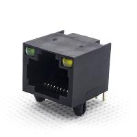 China Single Port RJ45 PCB Connector 8P8C 90 Degree with LED PBT UL94V-0 125V 1.5A for sale